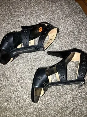 Michael Kors | Shoes | Michael Kors Black Lasercut Zip Front Heels ...